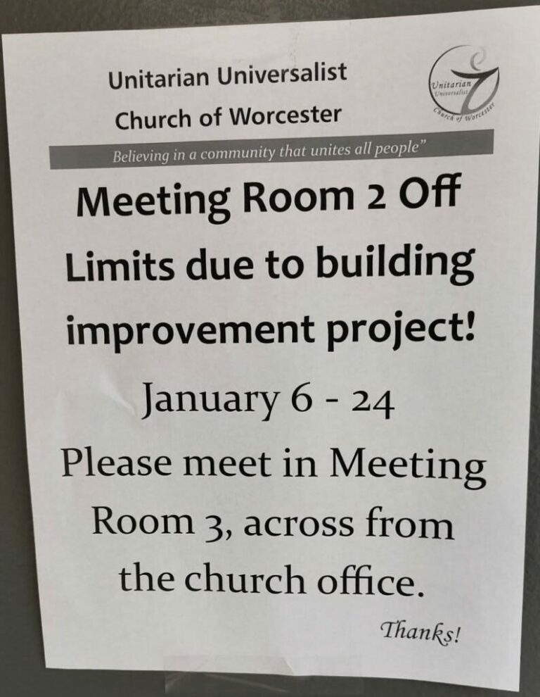 Meeting Room 2 Closure during Access & Security Upgrades - Unitarian Universalist Church of ...