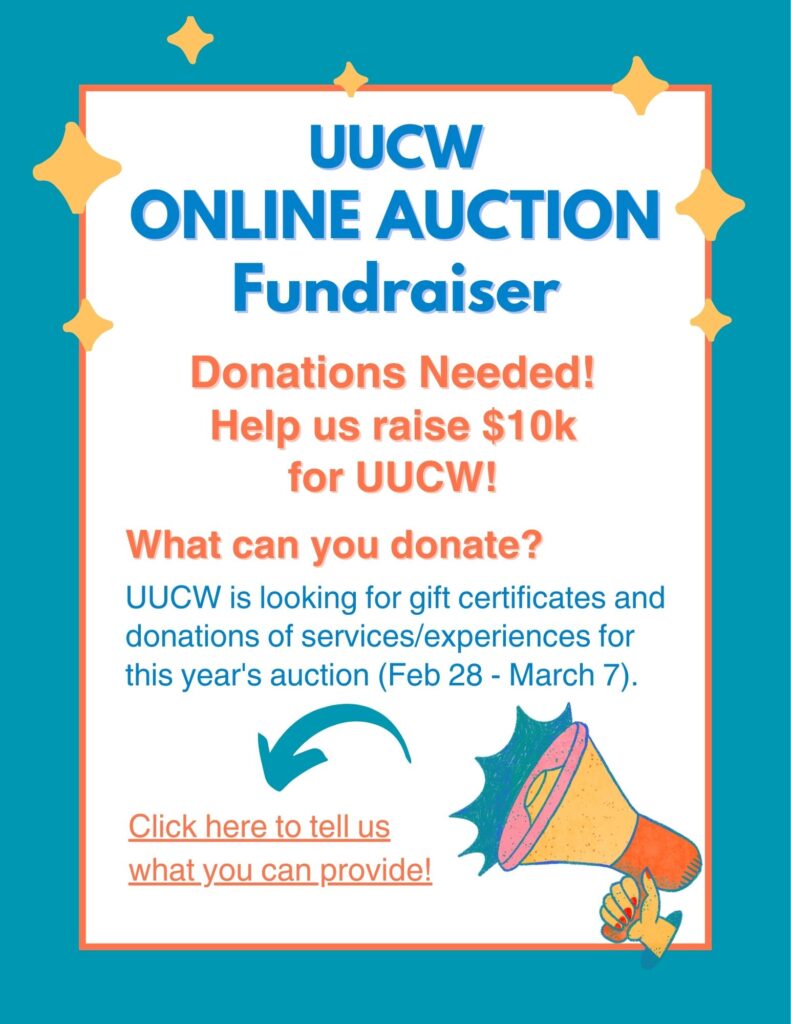 UUCW Spring 2026 Online Auction Fundraiser – Donations Needed ...